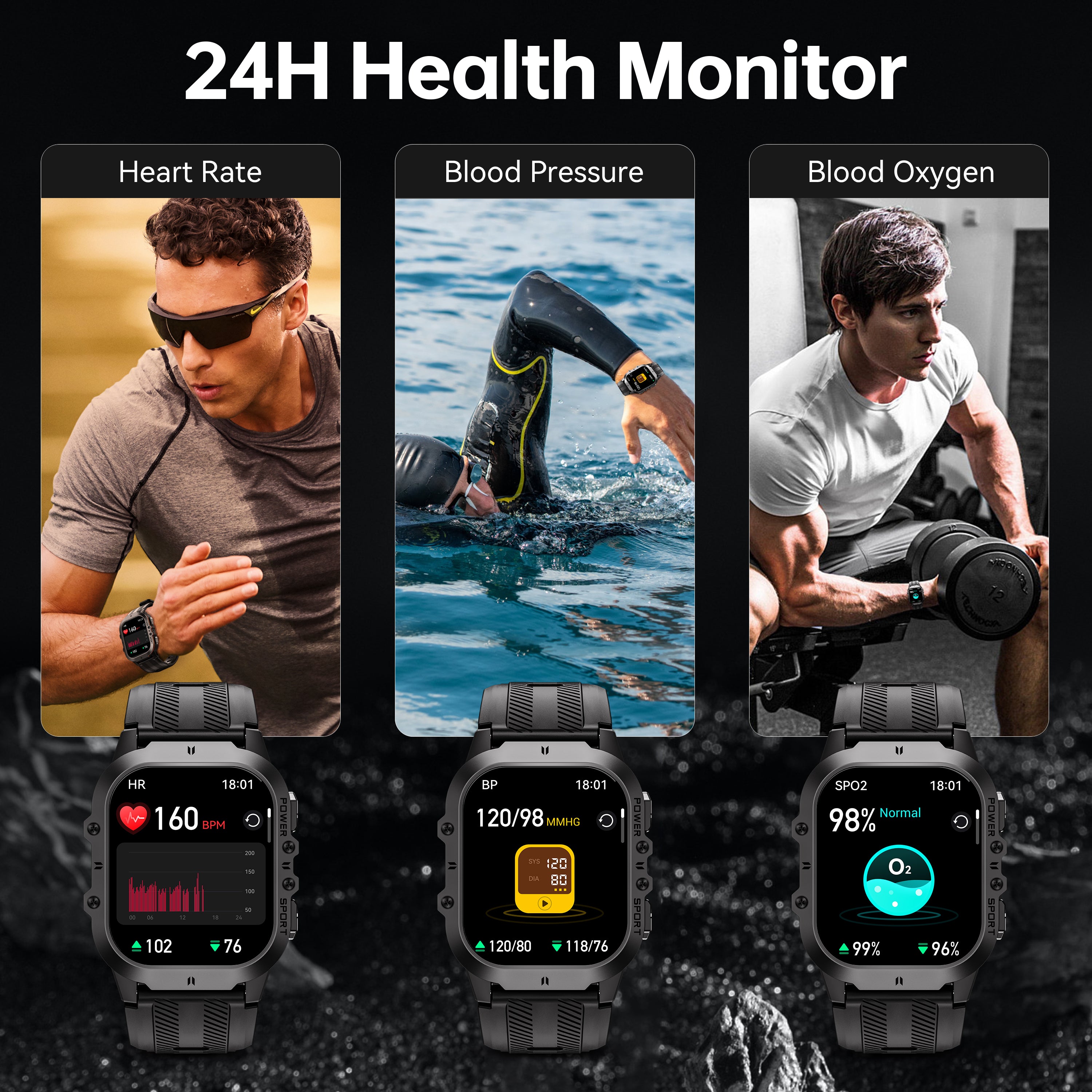 Oukitel BT20 Rugged Outdoor Watch for Men 5ATM Waterproof – OUKITEL