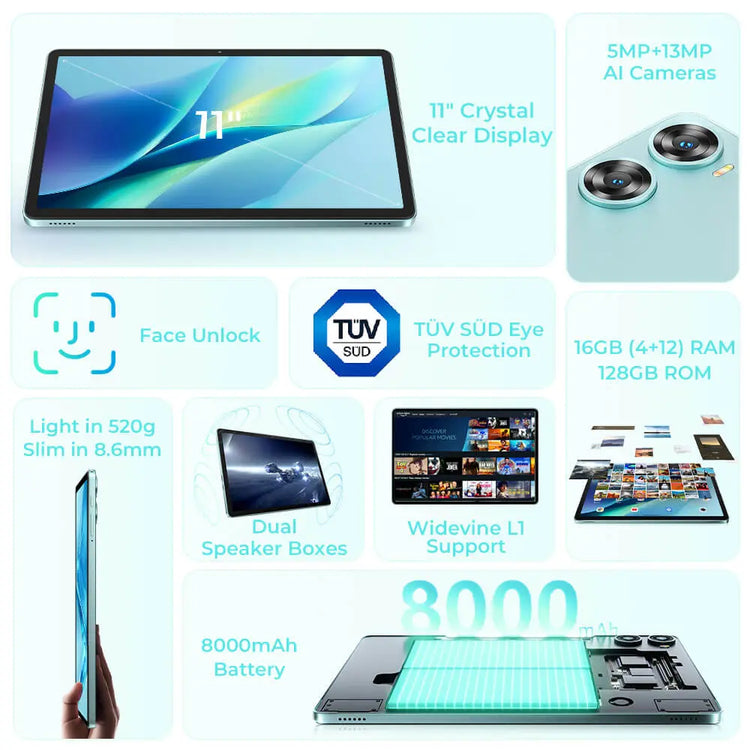 OT9 Smart Tablet Widevine L1 11-inch HD Display 8000mAh Battery – OUKITEL